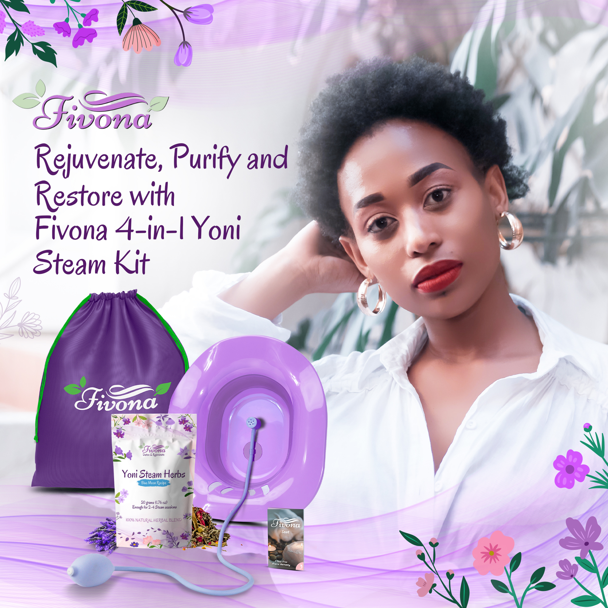 Fivona 4-in-1 Yoni Steam Kit with Flusher and Storage Bag – Fivona.com