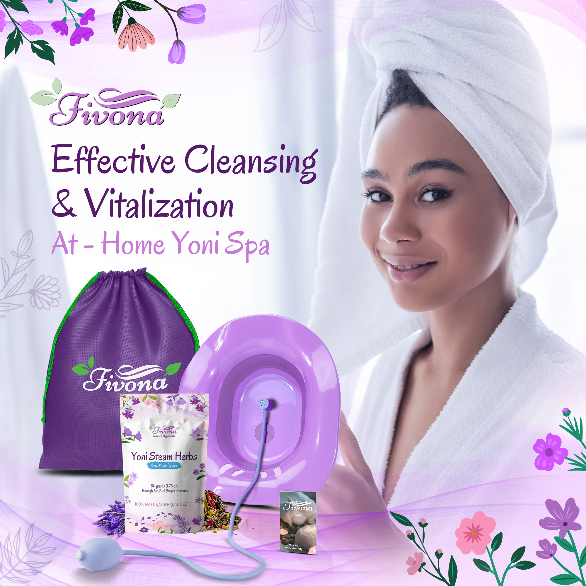 Fivona 4-in-1 Yoni Steam Kit with Flusher and Storage Bag – Fivona.com