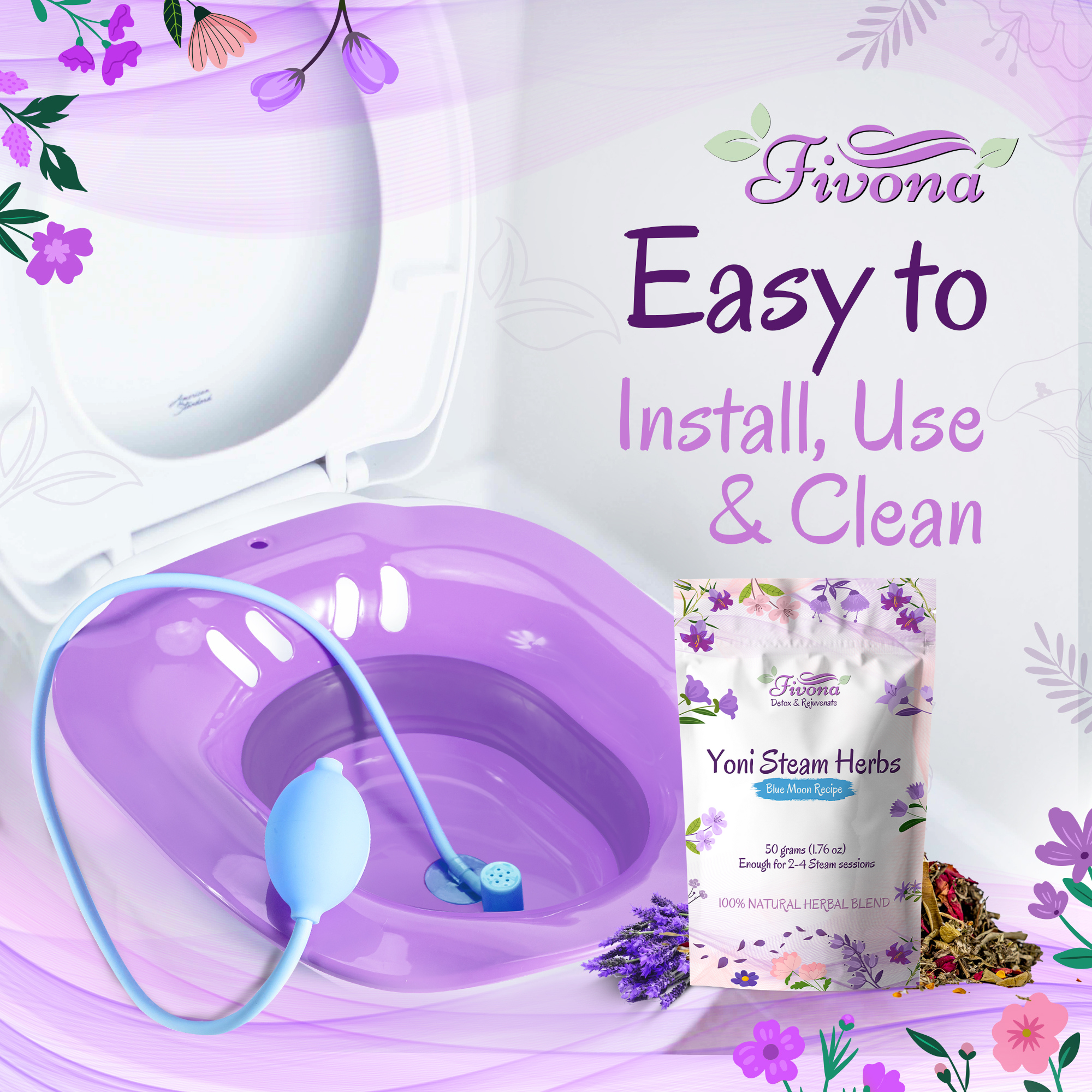 Fivona 4-in-1 Yoni Steam Kit with Flusher and Storage Bag – Fivona.com