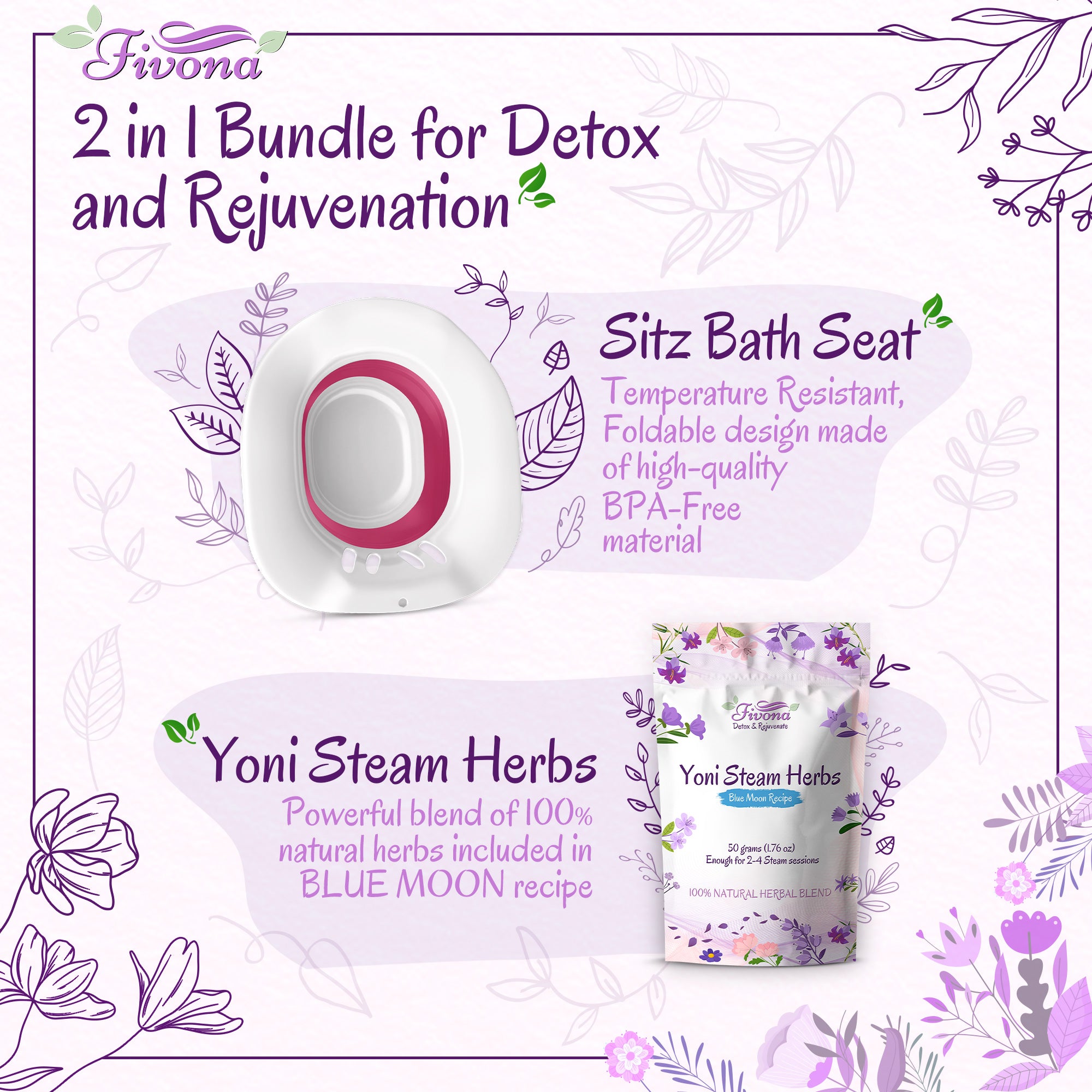 Yoni Steam Kit 2 in 1 Bundle Expandable Seat and Blue Moon Recipe ...