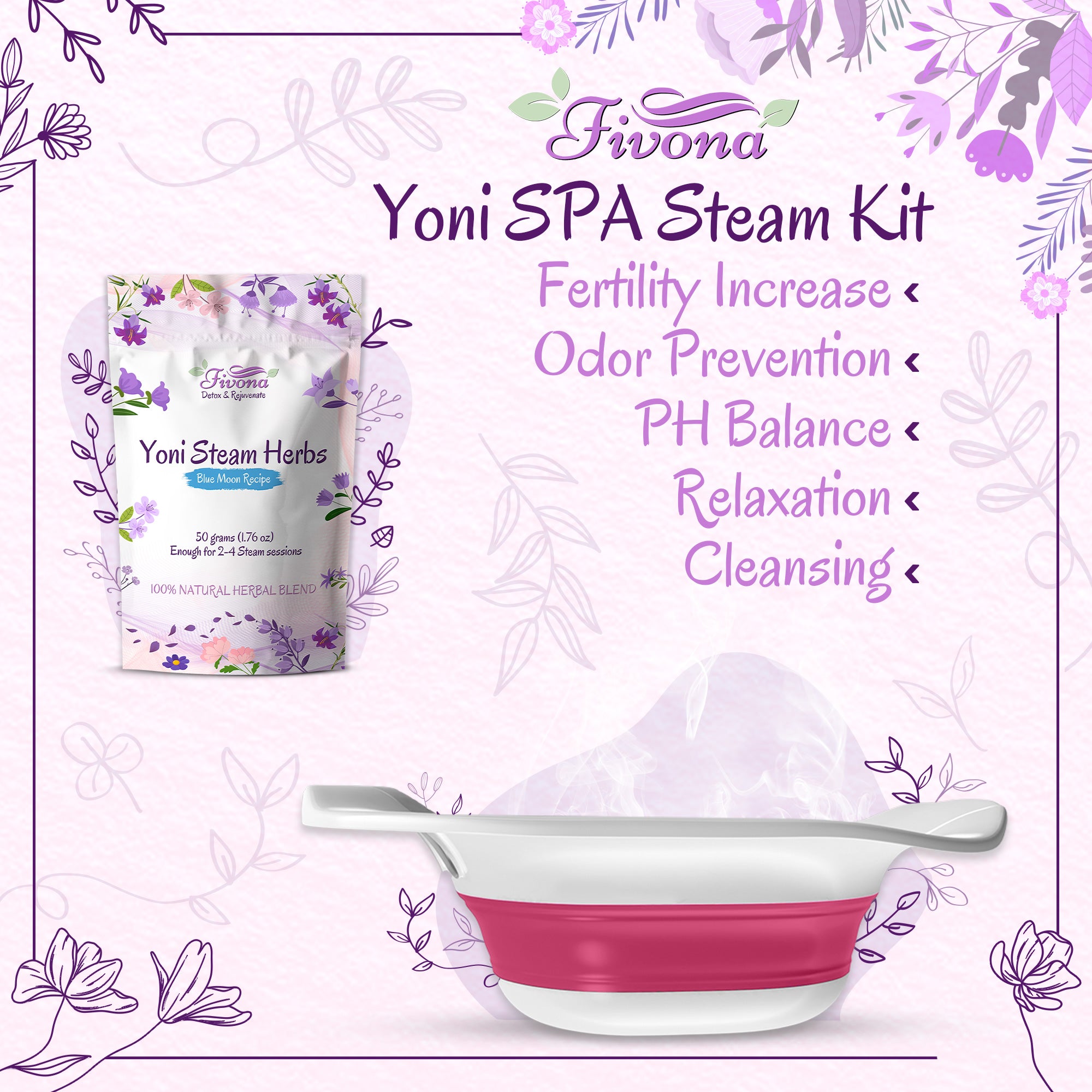 Yoni Steam Kit 2 in 1 Bundle Expandable Seat and Blue Moon Recipe ...