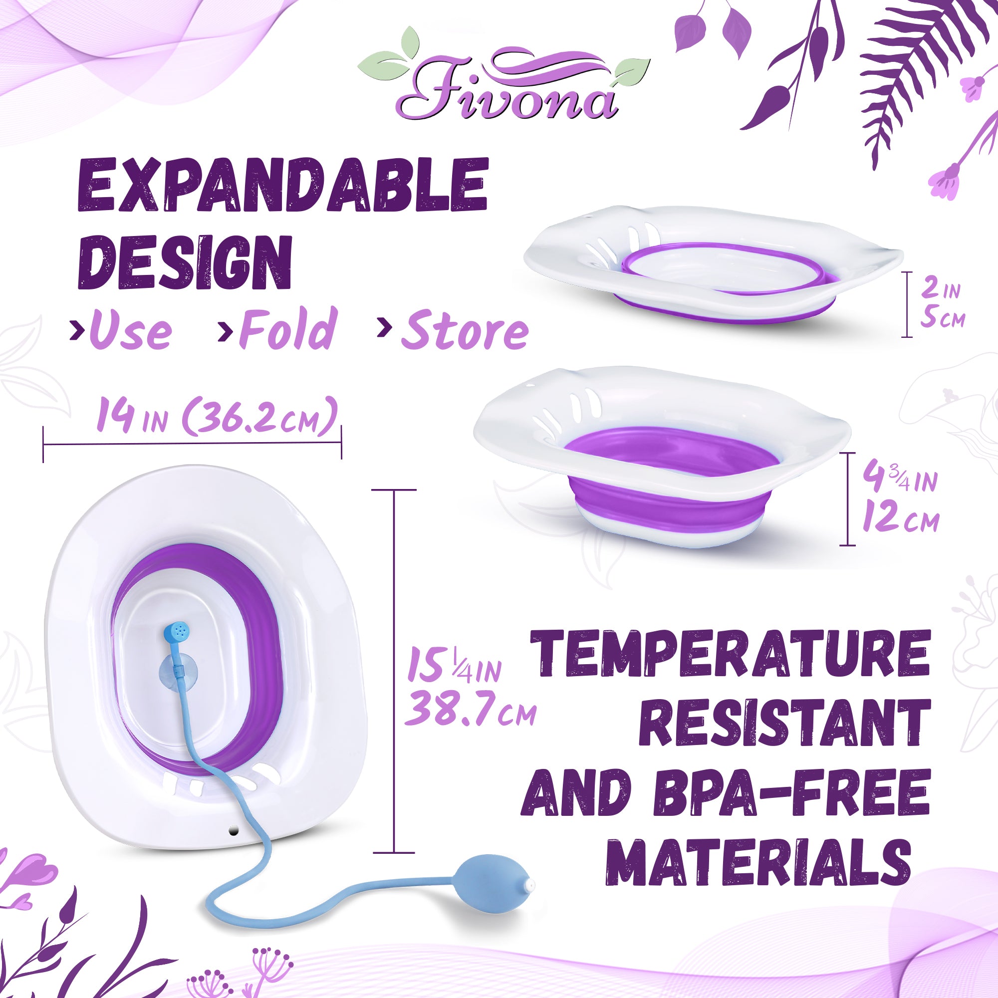 3-in-1 Sitz Bath Foldable Seat with Hand Flusher and Storage Bag ...