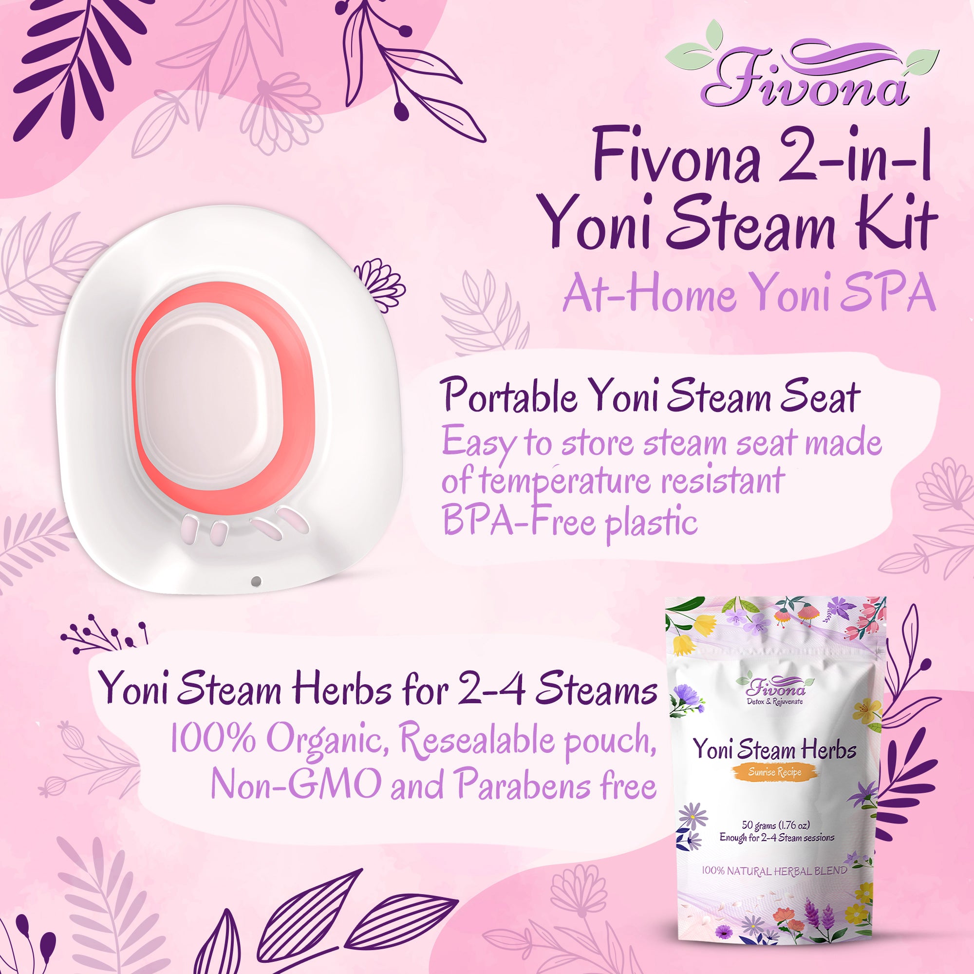 Yoni Steam Kit 2-in-1 Bundle of Foldable Seat with Seaming Herbs ...