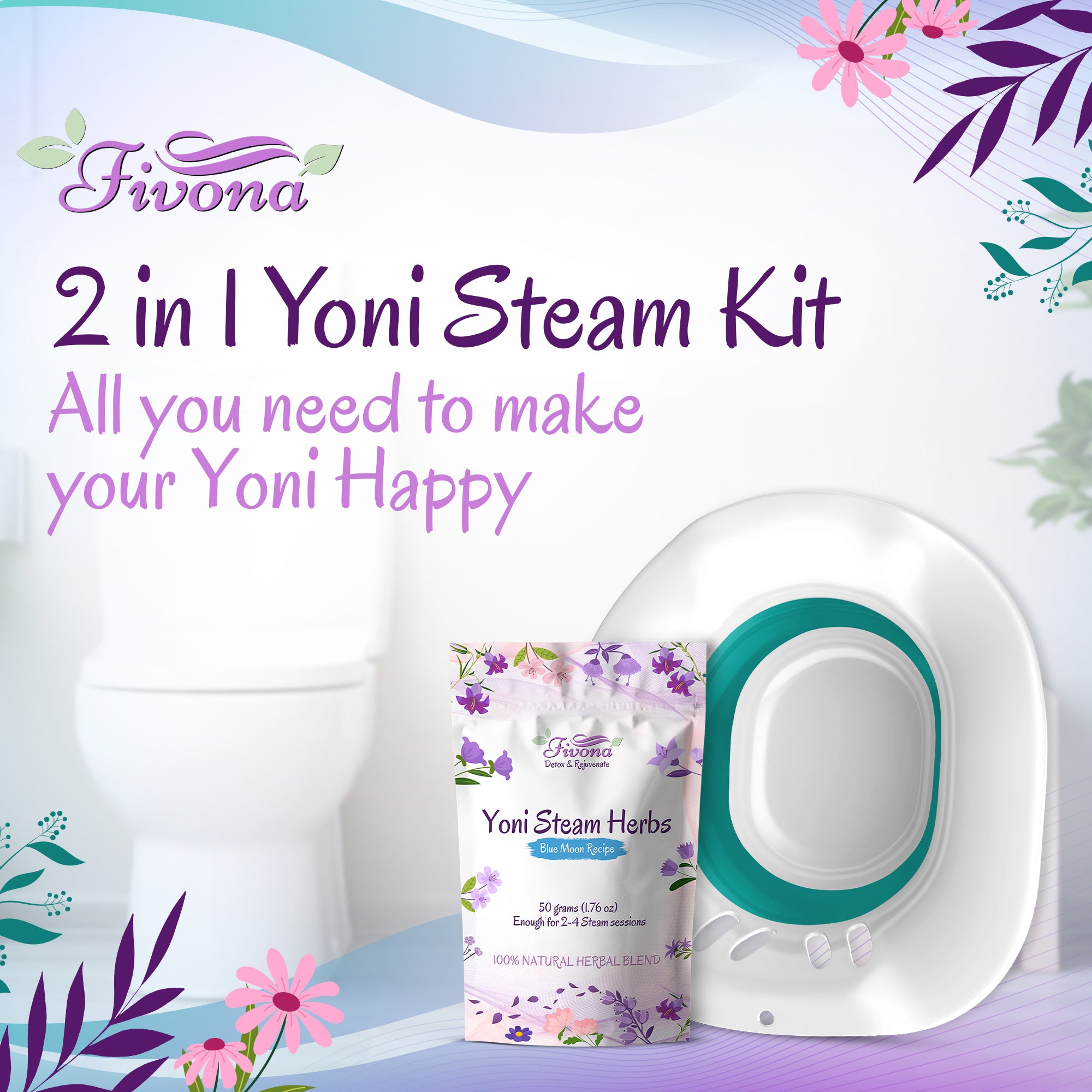 Yoni Steam Kit - V Steam Seat with Detox Herbal Blend Bundle by Fivona ...