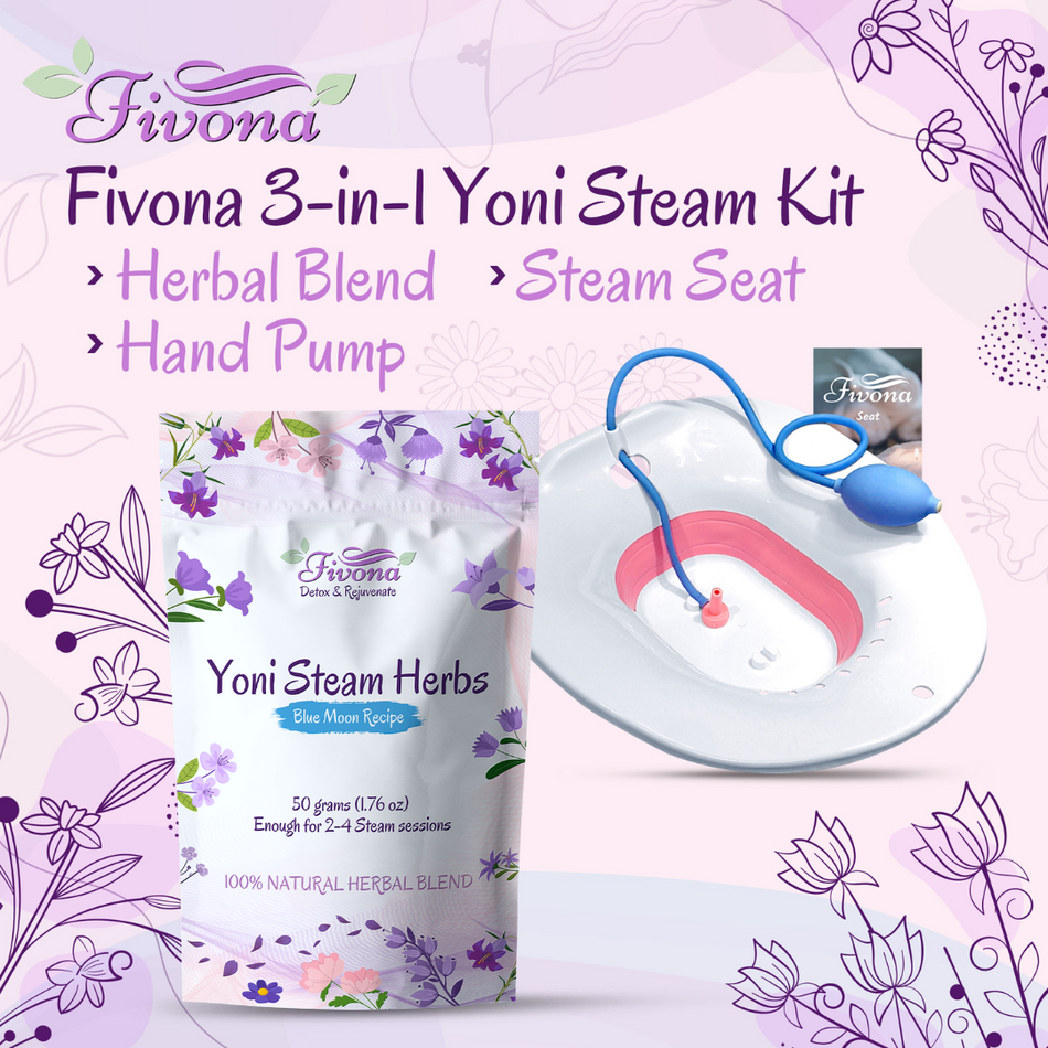 Yoni Steam Kit Expandable Seat with Hand Flusher and Blue Moon Recipe ...