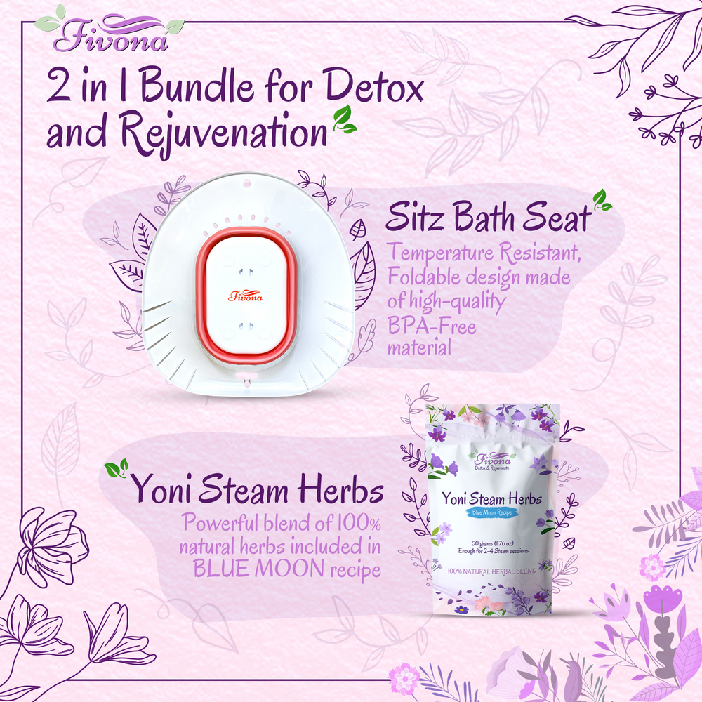 Yoni Steam Kit 2 in 1 Bundle Expandable Seat and Blue Moon Recipe ...
